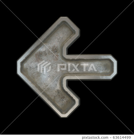 Industrial metal symbol left arrow on black... - Stock Illustration ...