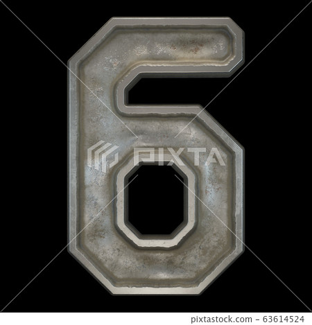 Industrial metal number 6 on black background 3d-插圖素材 [63614524] - PIXTA圖庫