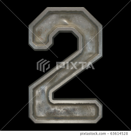 Industrial metal number 2 on black background 3d - Stock Illustration ...