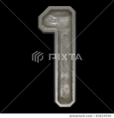 Industrial metal number 1 on black background 3d - Stock Illustration ...