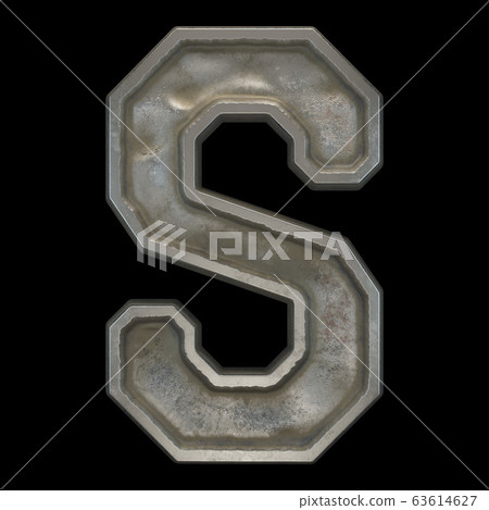 Industrial metal alphabet letter S on black... - Stock Illustration ...