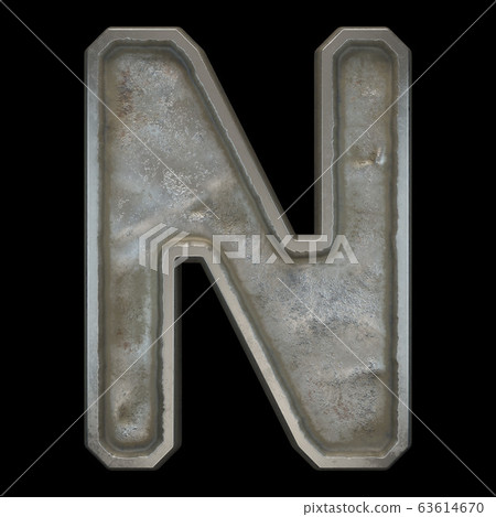 Industrial metal alphabet letter N on black... - Stock Illustration ...