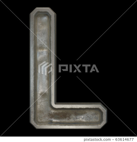 Industrial metal alphabet letter L on black... - Stock Illustration ...