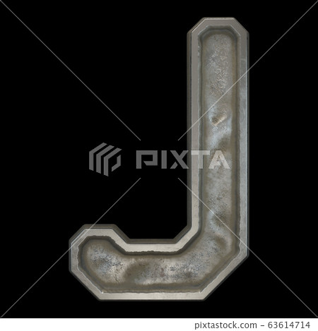 Industrial metal alphabet letter J on black... - Stock Illustration ...