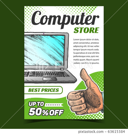 Computer Store Creative Advertising Banner Vector - Stock Illustration ...