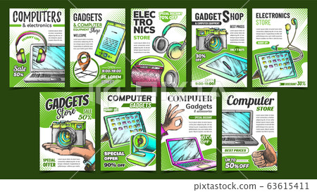 Electronics Store Advertising Posters Set Vector - Stock Illustration ...