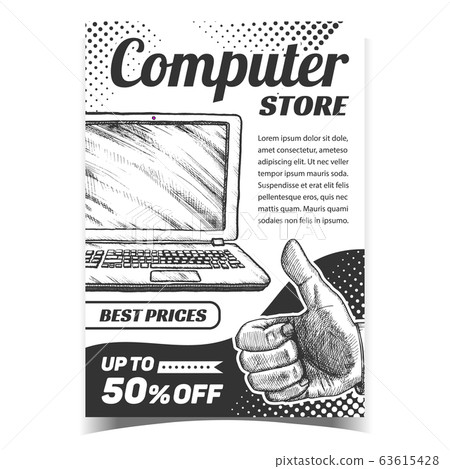 Computer Store Creative Advertising Banner Vector - Stock Illustration ...