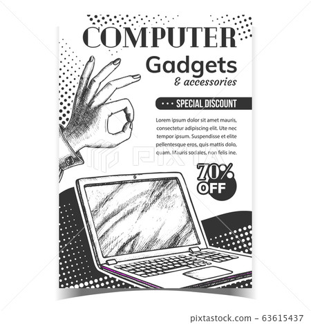 Computer Gadgets Creative Advertise Banner Vector - Stock Illustration ...