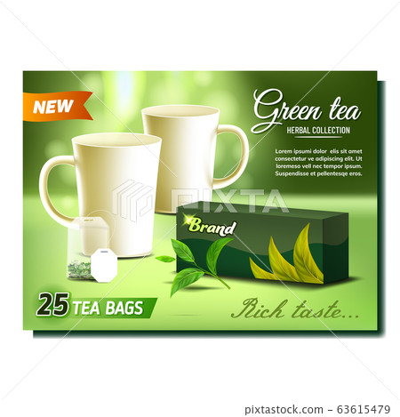 Green Tea Creative Promo Advertising Banner Vector - Stock Illustration ...