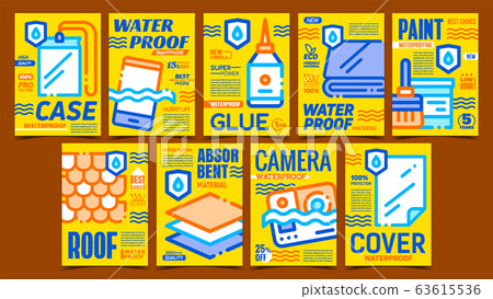Waterproof Creative Advertising Posters Set Vector - Stock Illustration ...