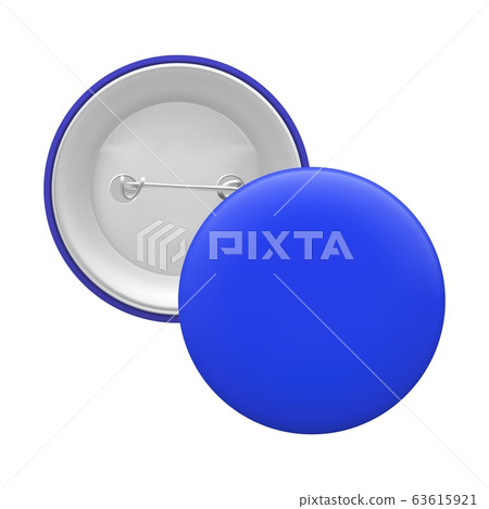 Blank blue round pin isolated on white background-插圖素材 [63615921] - PIXTA圖庫