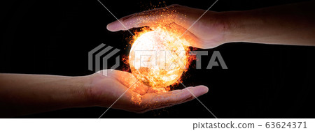 Fireball floating in palm - Stock Illustration [63624371] - PIXTA