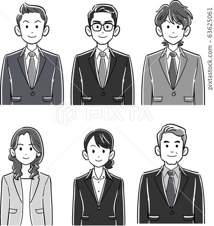 Upper body of a 6 person business team - Stock Illustration [63625061 ...