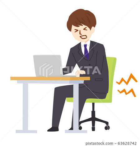 A man who hurt his back at desk work - Stock Illustration [63628742 ...
