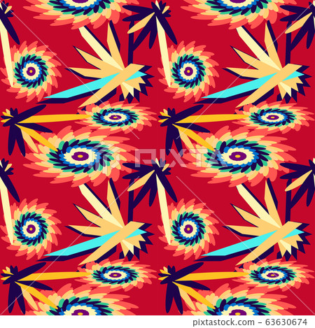 Abstract seamless colourful pattern exotic shapes - Stock Illustration ...