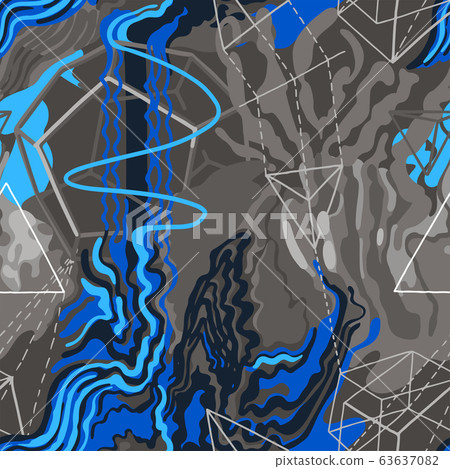 Abstract pattern of gray and blue shapeless... - Stock Illustration ...