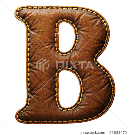 Leather letter B uppercase. 3D render font with... - Stock Illustration ...
