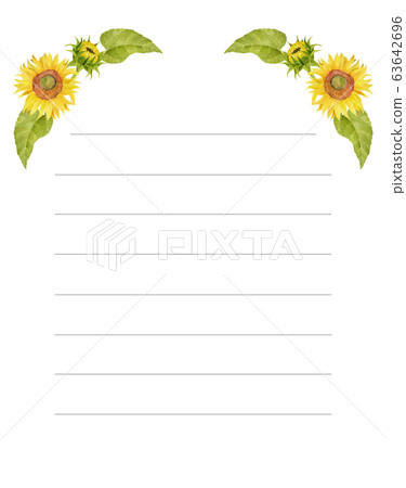 Sunflower stationery watercolor illustration - Stock Illustration ...