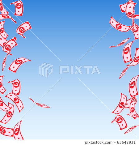 British pound notes falling. Floating GBP bills on - Stock Illustration ...
