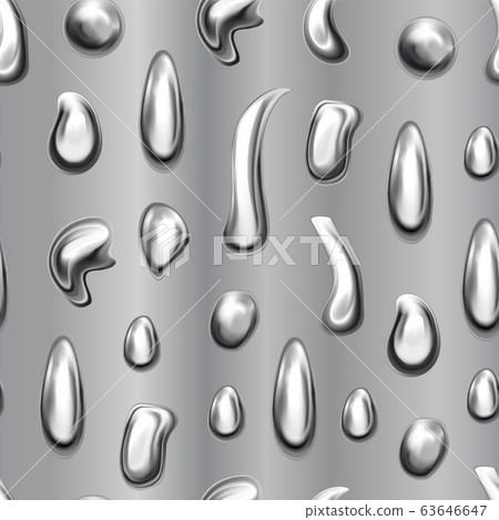 Realistic 3d Detailed Metal Silver Droplets... - Stock Illustration ...