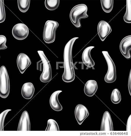 Realistic 3d Detailed Metal Silver Droplets... - Stock Illustration ...