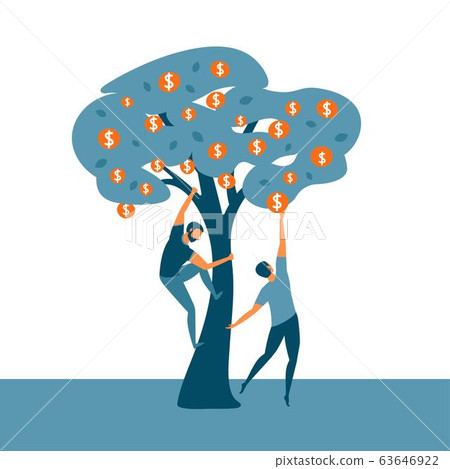 Money tree. Two people trying to get money.... - Stock Illustration ...