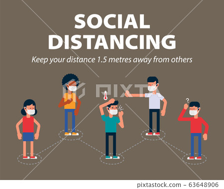 Social distancing, Keep the 1 meter distance in... - Stock Illustration ...
