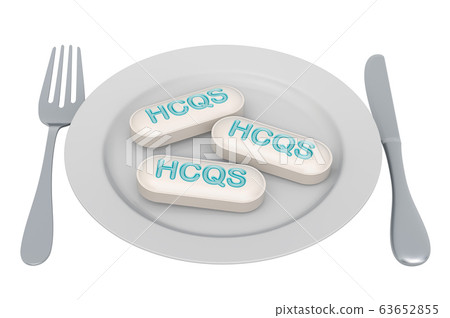 Plate with hydroxychloroquine HCQ pills - Stock Illustration [63652855 ...