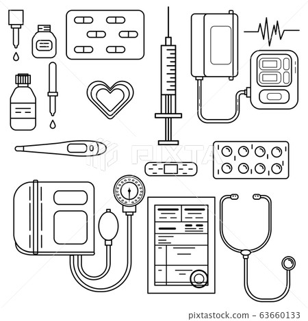 Medical and healt care set outline. Vector - Stock Illustration ...