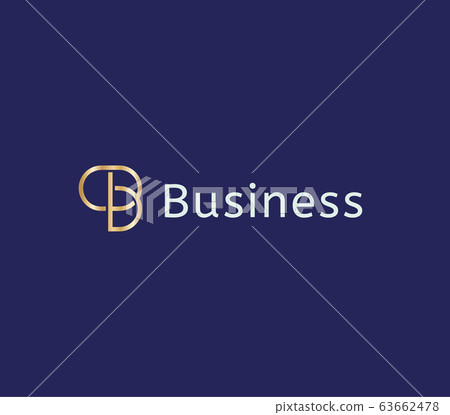 Abstract business initials, golden outline... - Stock Illustration ...