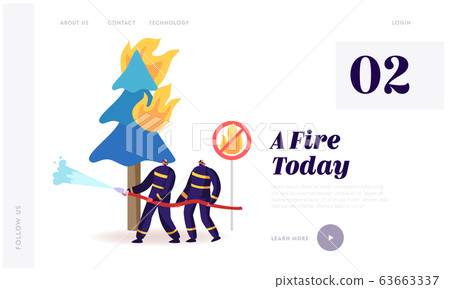 Firemen Fighting with Blaze at Burning Forest... - Stock Illustration ...
