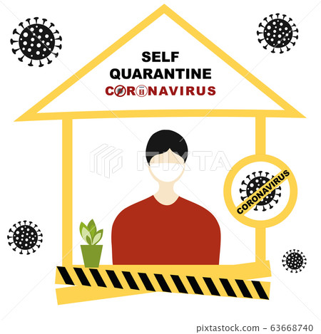 Stay at home, Self Quarantine Coronavirus Pandemic - Stock Illustration ...