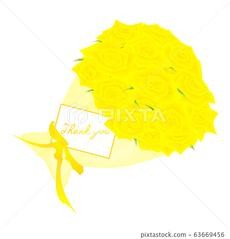 Bouquet of yellow roses with thank you message... - Stock Illustration ...