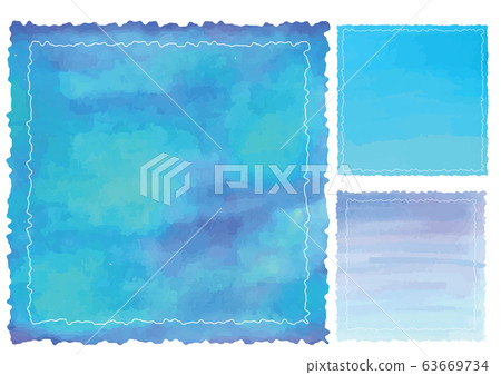 Hand-painted watercolor style blue frame set - Stock Illustration ...
