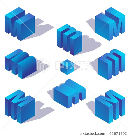 Blue gradient english isometric letter M with - Stock Illustration ...