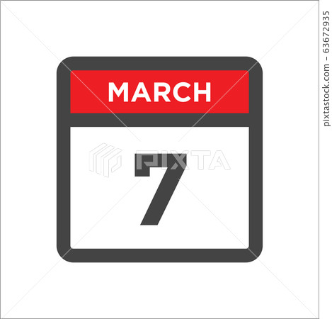 March 7 calendar icon with day of month-插圖素材 [63672935] - PIXTA圖庫