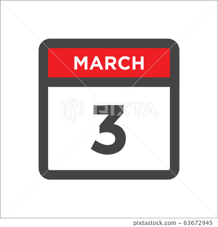 March 3 calendar icon with day of month - Stock Illustration [63672945 ...