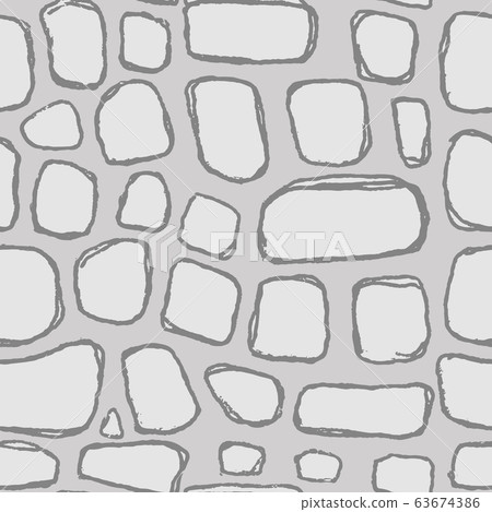 Stones handdrawn seamless gray pattern. Vector... - Stock Illustration ...
