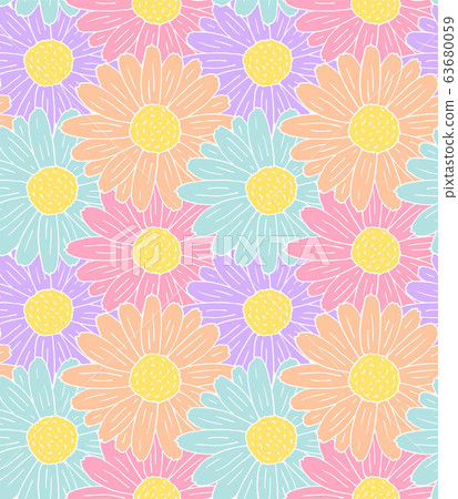 Vector seamless pattern of sketch pastel daisy - Stock Illustration ...