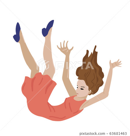 Woman is falling down. Vector isolated...-插圖素材 [63681463] - PIXTA圖庫