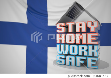 STAY HOME WORK SAFE text under laptop against... - Stock Illustration ...