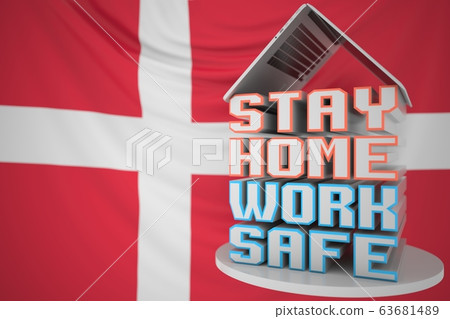 Laptop and STAY HOME WORK SAFE text on the... - Stock Illustration ...