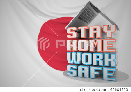 Portable computer and STAY HOME WORK SAFE... - Stock Illustration ...