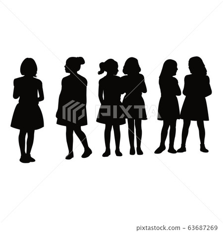 girls together, silhouette vector - Stock Illustration [63687269] - PIXTA