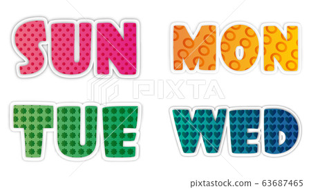 Mon, Tue, Wed, Sun, English Calligraphy - Stock Illustration [63687465 ...