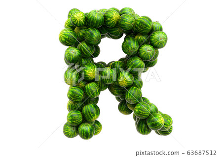 Letter R from watermelons. 3D rendering - Stock Illustration [63687512 ...