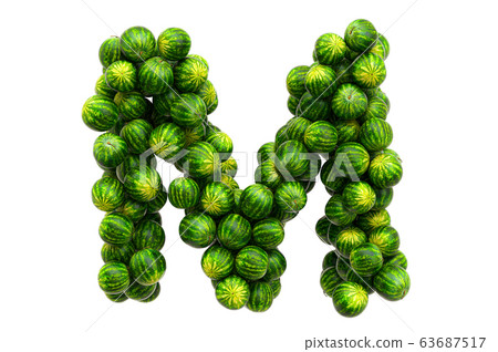 Letter M from watermelons. 3D rendering - Stock Illustration [63687517 ...