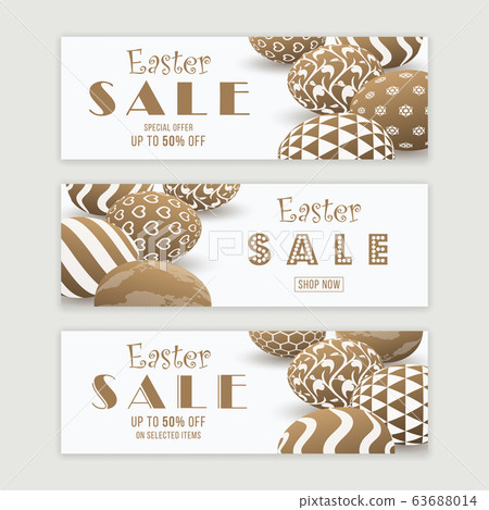 Gold colored easter sale banner set - Stock Illustration [63688014] - PIXTA