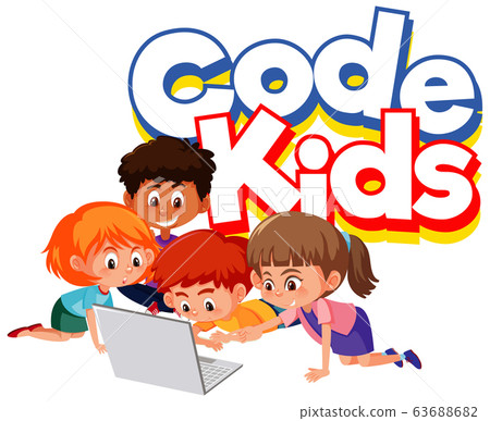 Font design for word code kids with children - Stock Illustration ...