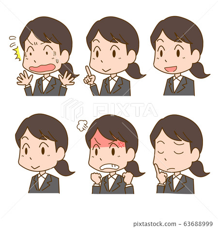 Female, office worker, facial expression, pose,... - Stock Illustration ...